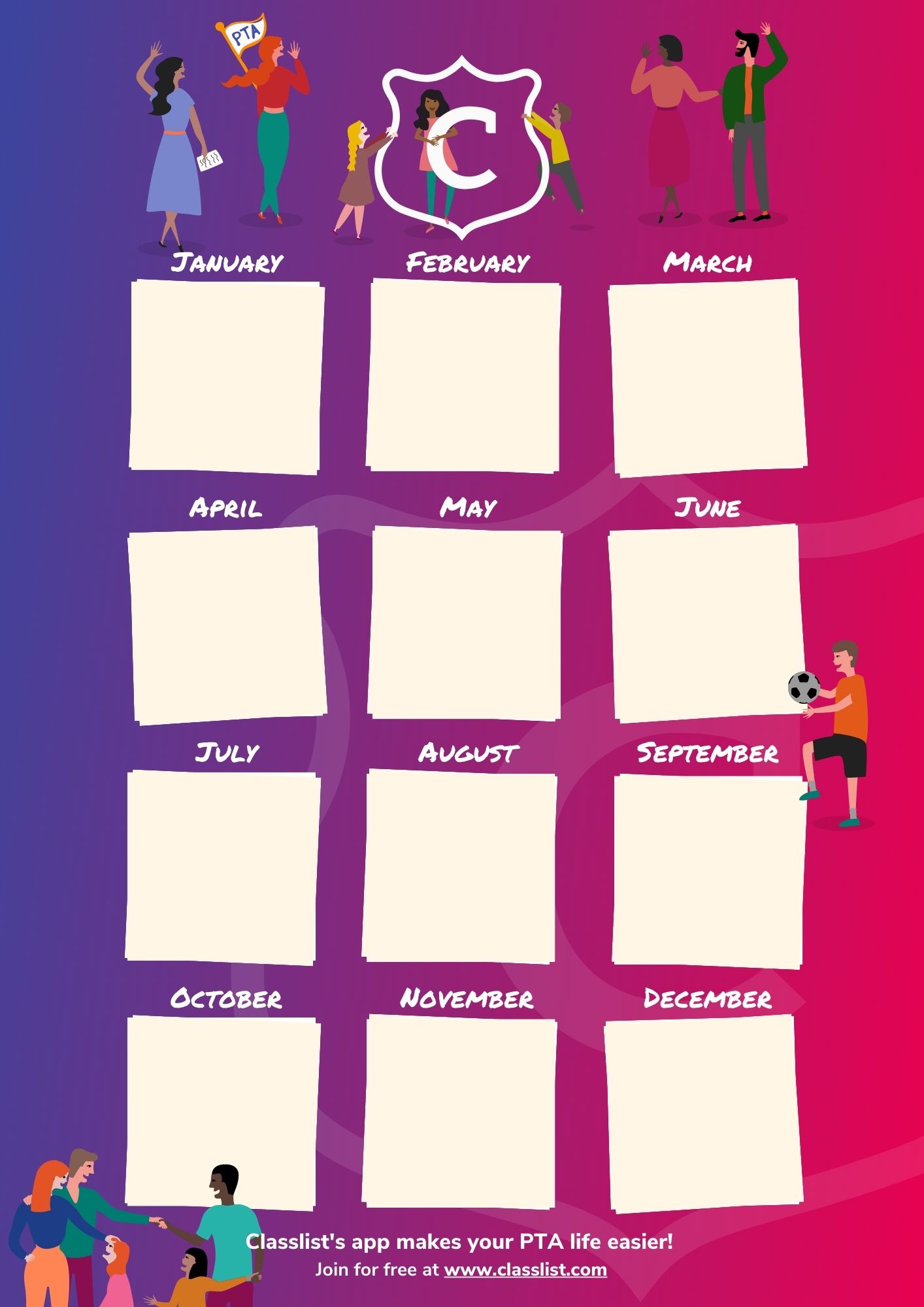 Your editable PTA calendar